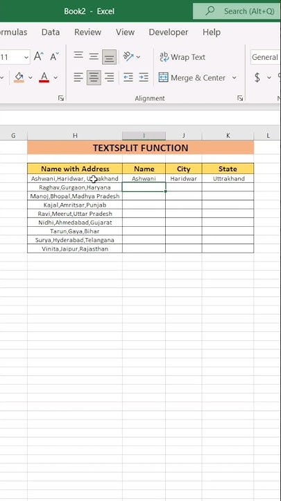 EXCEL TEXTSPLIT FUNCTION - YouTube