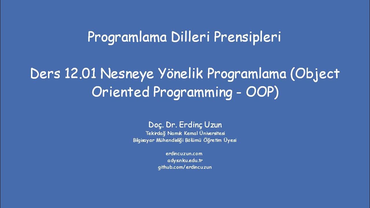 PDP 12.01 Nesneye Yönelik Programlama (Object Oriented Programming - OOP) Desteği - YouTube