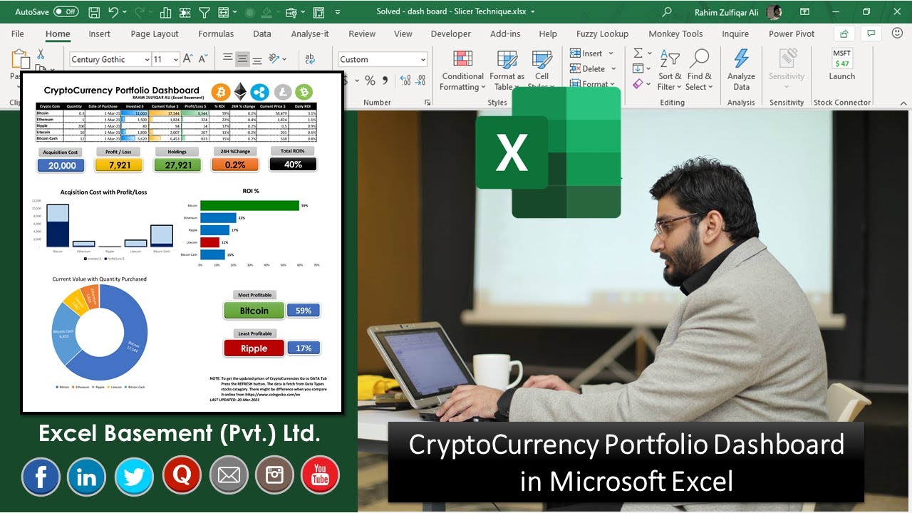 Cryptocurrency Portfolio Dashboard in Microsoft Excel | Data Type ...
