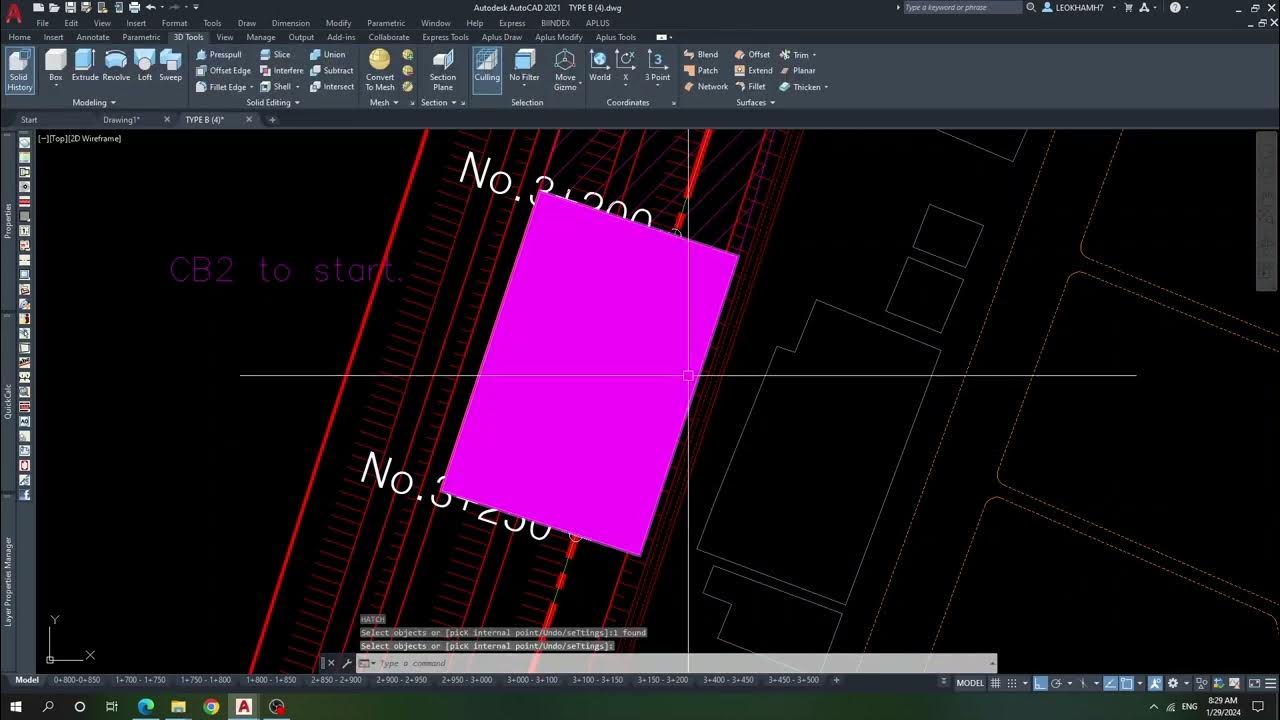 Create a boundary form 2 polyline on Autocad - YouTube