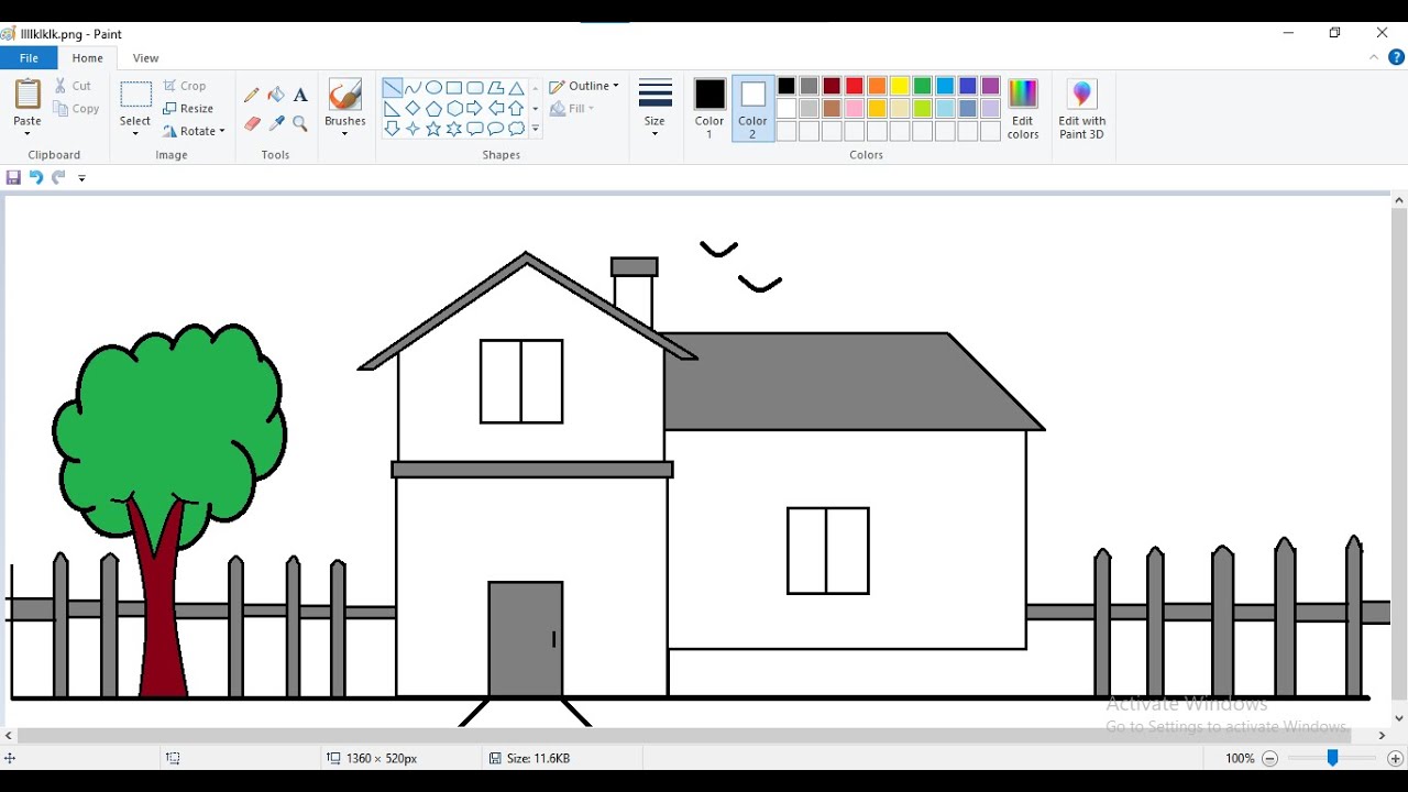 How to draw a house in computer using ms paint || house drawing. - YouTube
