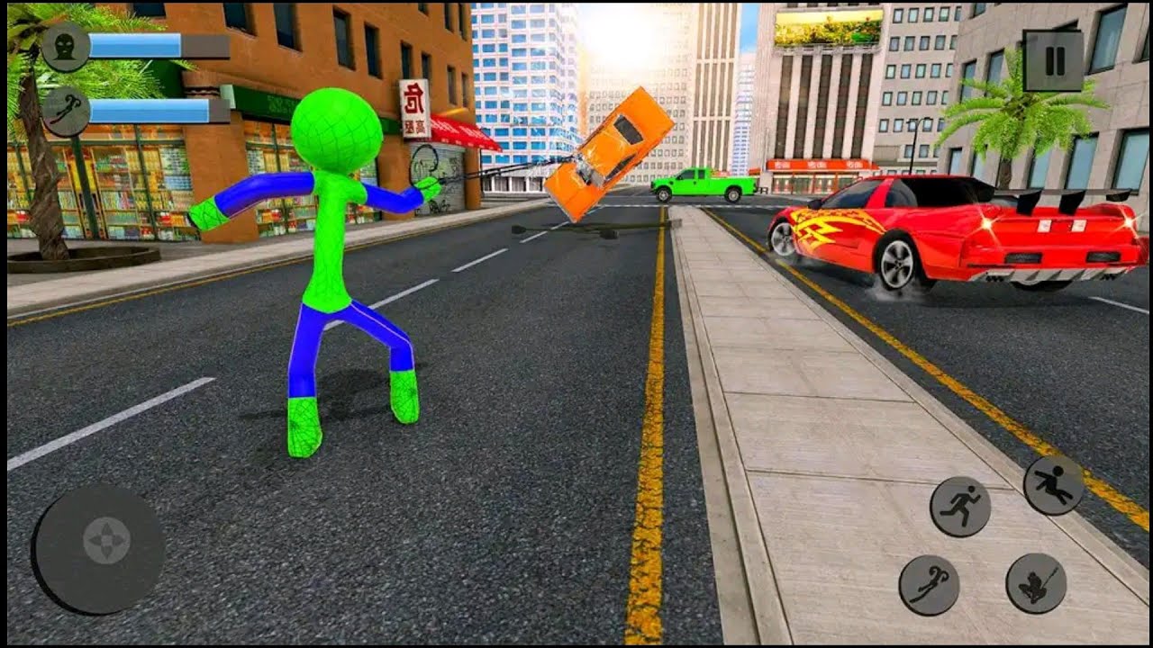 Flying Stickman Rope Hero: Flying Hero: Crime City Android Gameplay ...