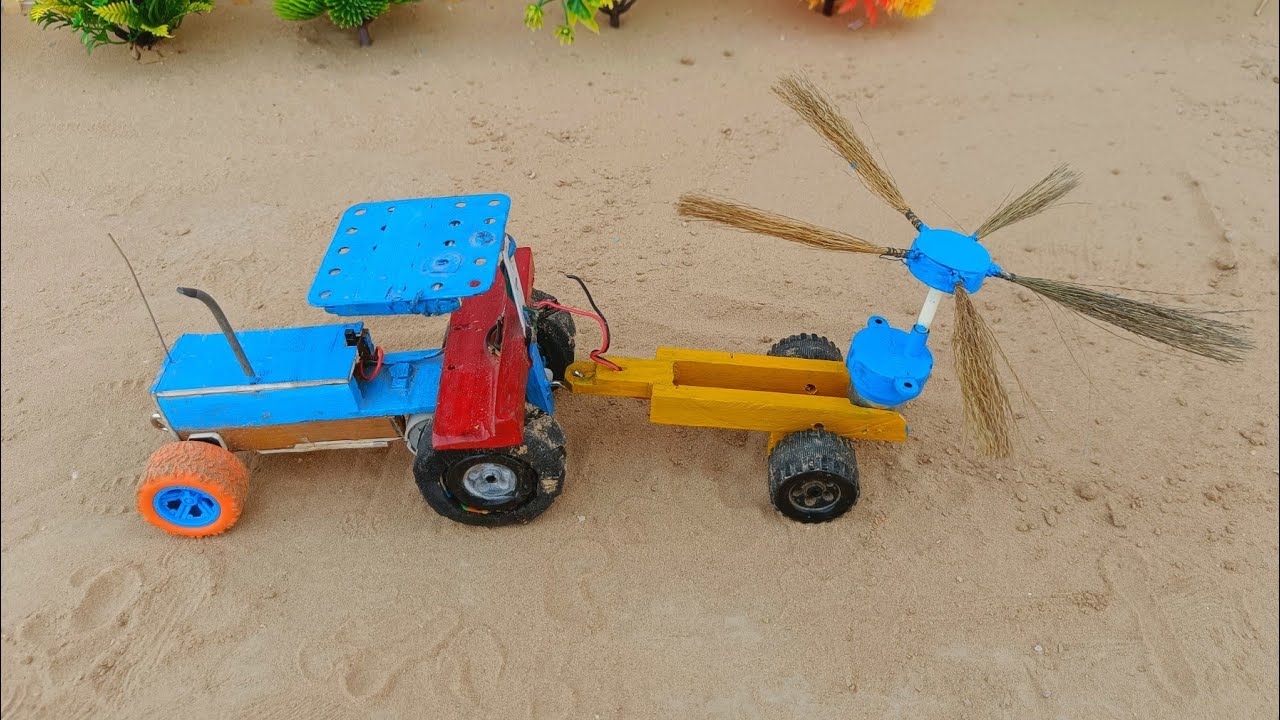 How to make mini tractor sweeping machine science project @Royalvilla02 ...