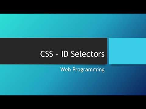 CSS ID Selectors - YouTube