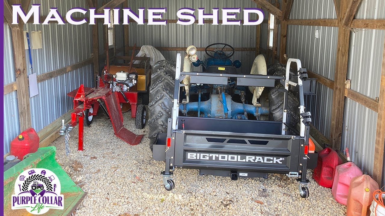 Machine shed for tractor equipment storage - YouTube