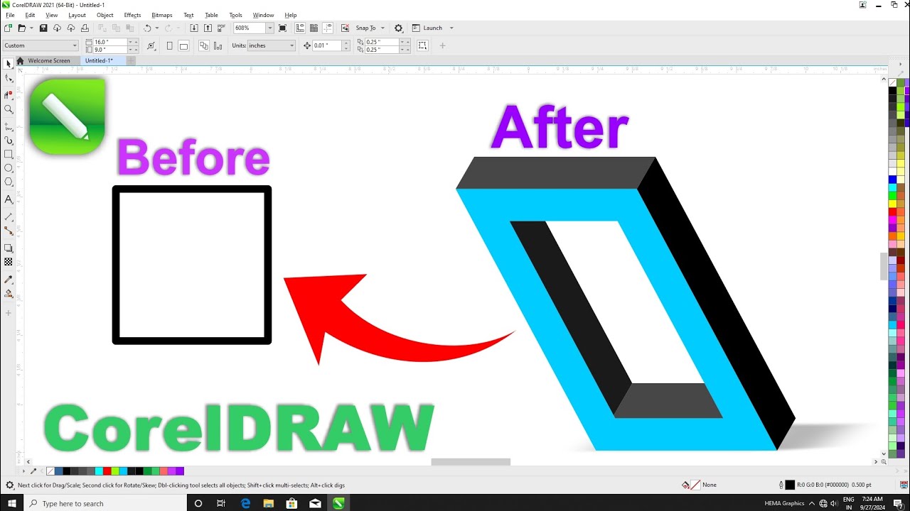 Best 3D Rectangle Design in Coreldraw - YouTube