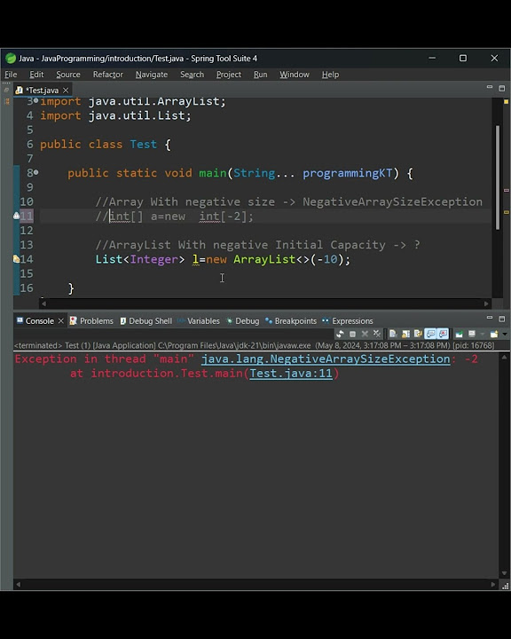 Arraylist With Negative Capacity Java Coding Programmingkt Corejava Javatutorial Dsa