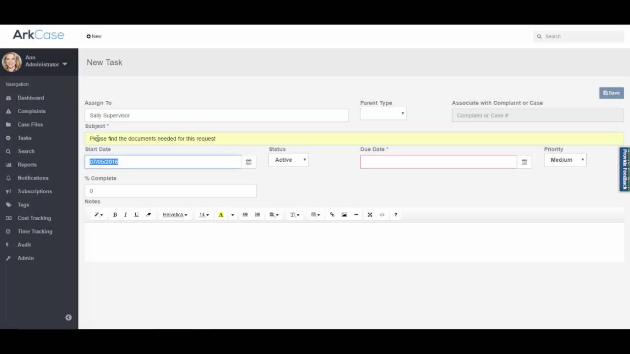 ArkCase - Create a New Task - YouTube