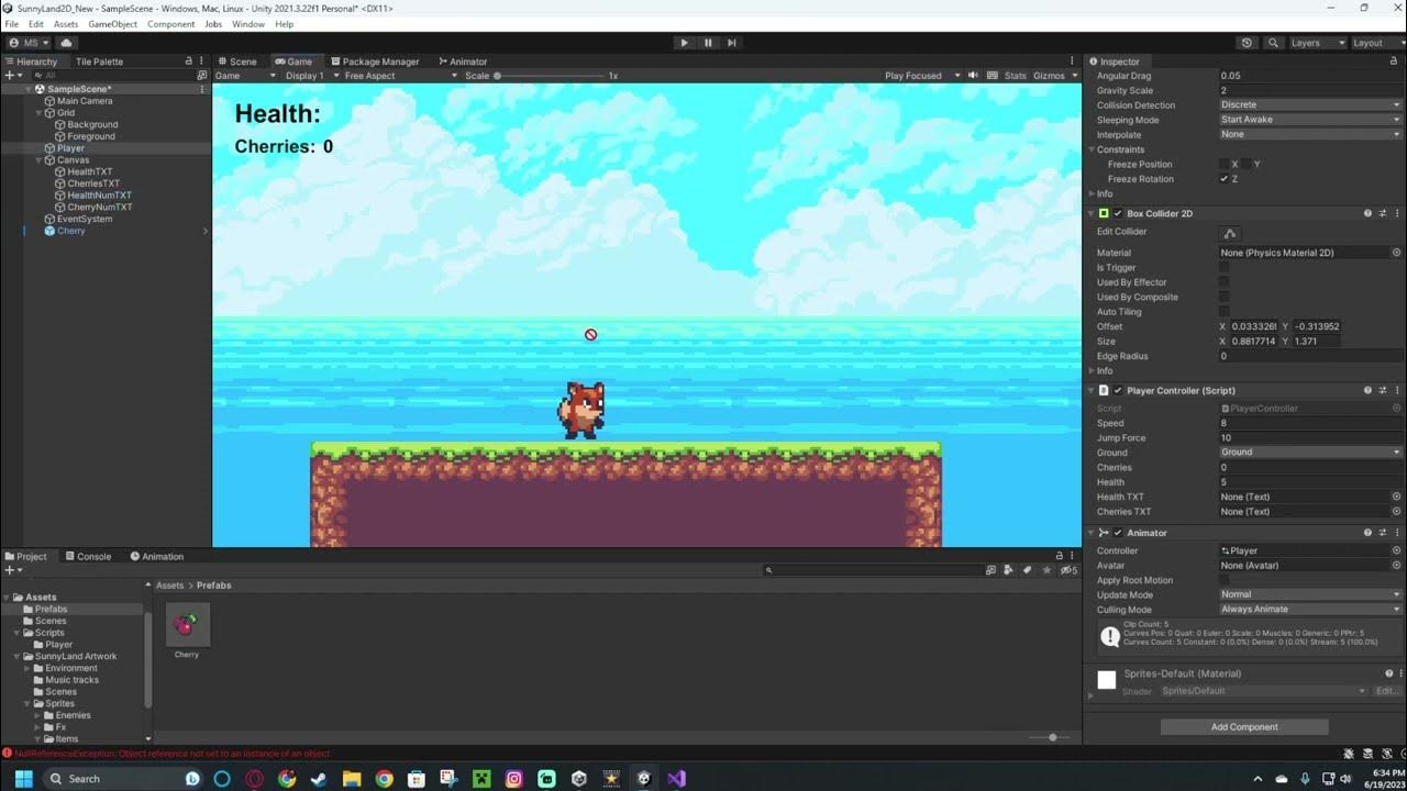 Sunny Land 2D | Unity Tutorial | UI and First Enemy - YouTube