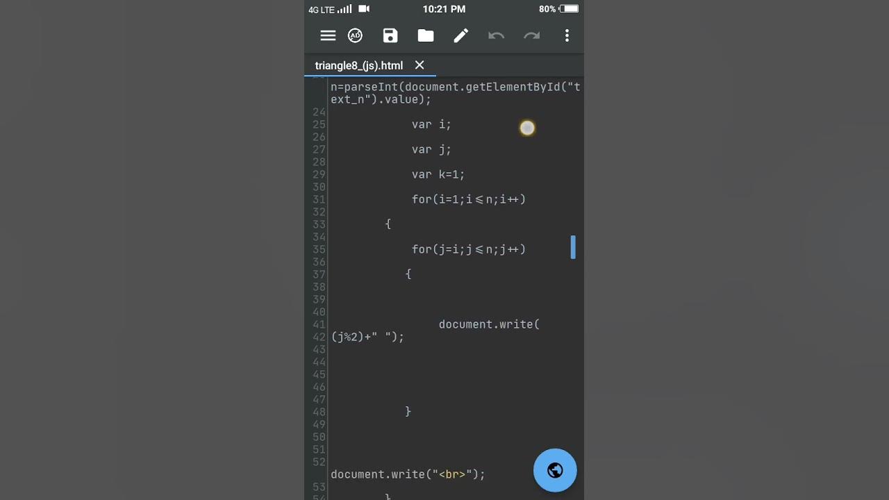 Number Pattern Using Nested For Loop In Javascript By User Input Number Triangle