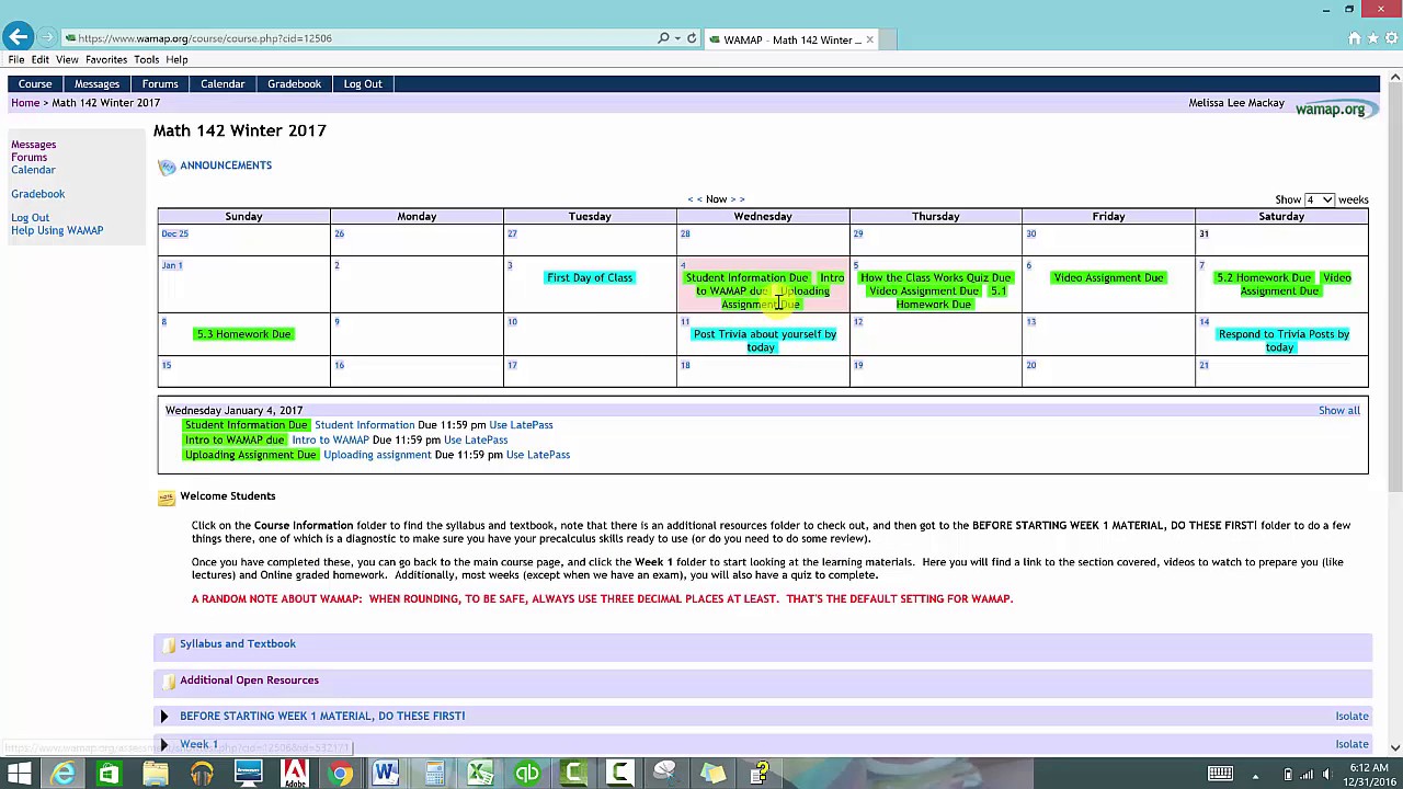 Wandering around wamap Math 142 Winter 2017 - YouTube