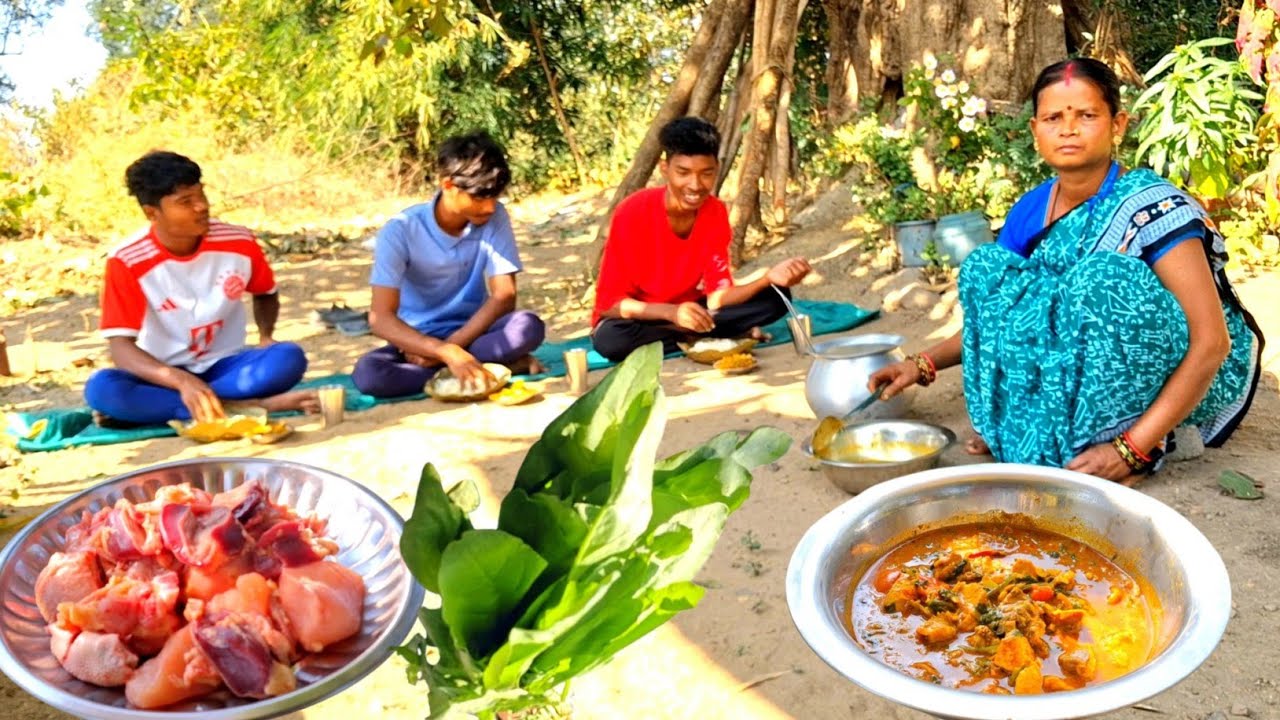Tribal family cooking PALONG CHICKEN recipe in village l Tribal cooking ...