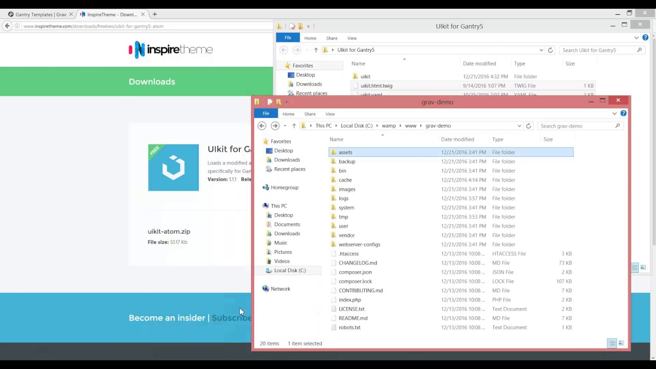 Gantry 5 - Installing the "UIkit for Gantry5" atom on Grav CMS - YouTube