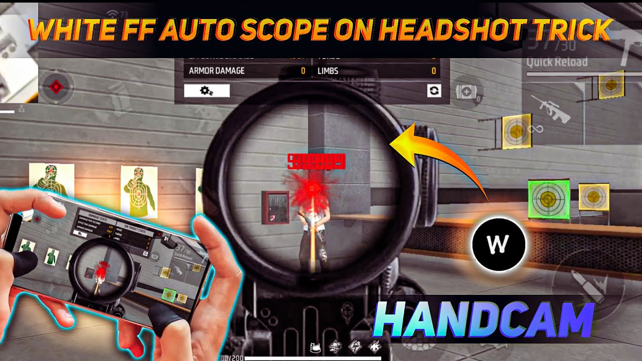 White FF Ump In Scope Auto Headshot Trick With Handcam ⚡ Ump secret Auto Headshot Trick - YouTube