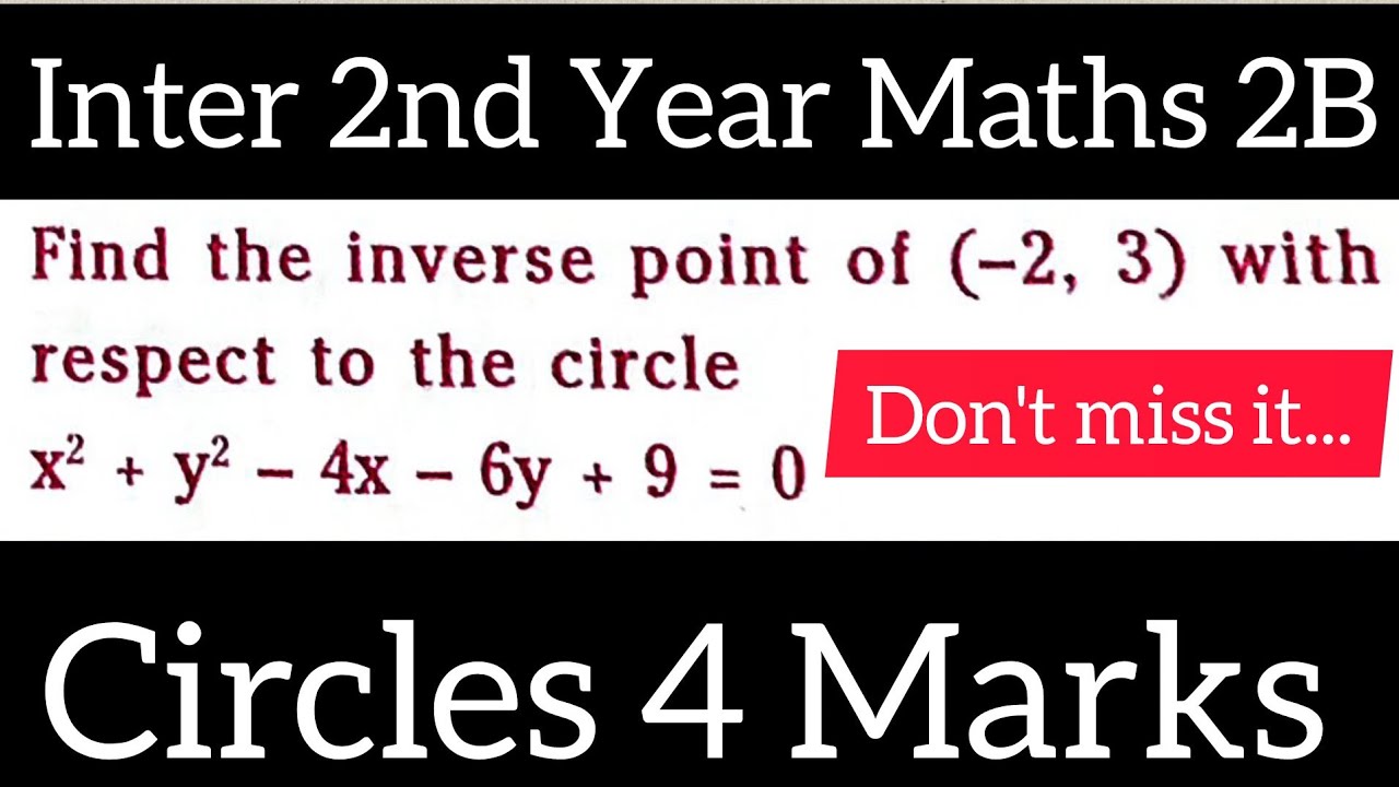 Inverse point of (-2,3) w.r.t circle@maths naresh eclass - YouTube