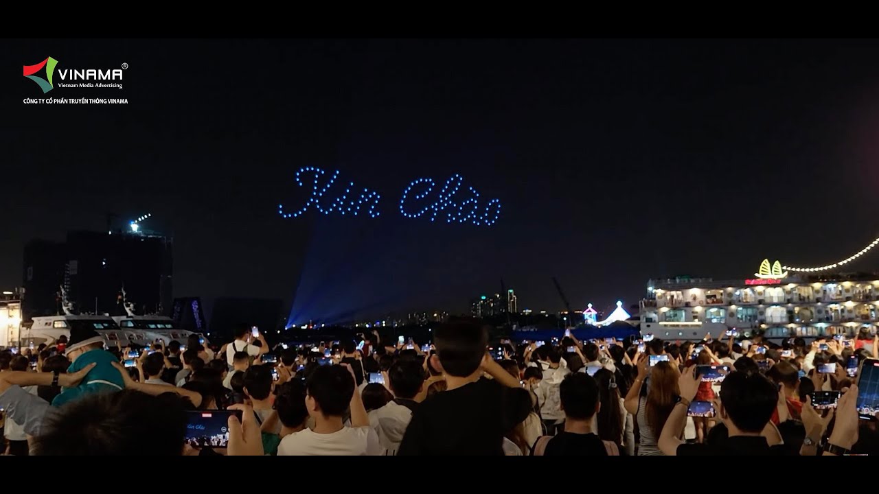 [DRONE SHOW] Trình diễn Drone + 3D Mapping + Laser trên nền nhạc cực đã mắt bến Bạch Đằng Noel ...