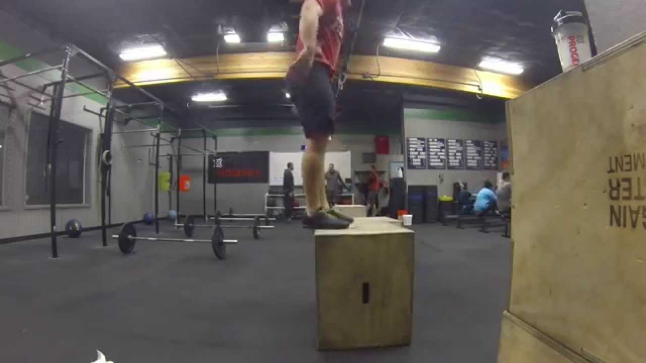 For Time: 100 Double-unders (1:05), 100 Burpee Box Jumps (10:49), 100 ...