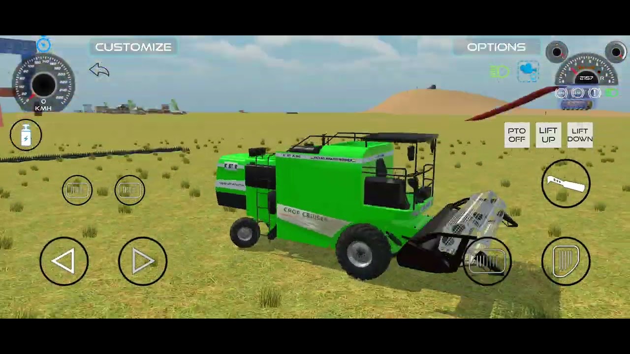 Combine harvester machine climbing on height and falling down from ...