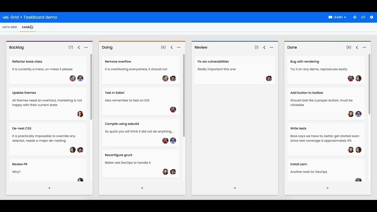 Grid + TaskBoard Combo Demo - YouTube