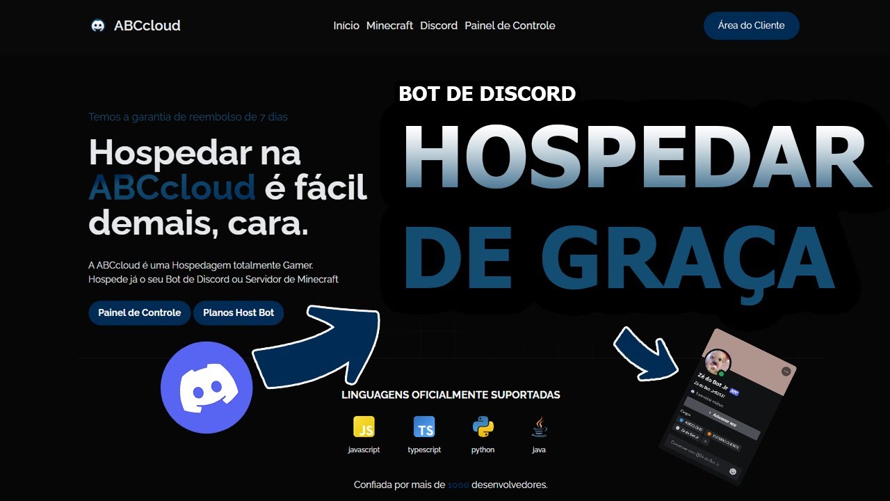 Como Hospedar Bot Discord De Graça Na Abc Cloud Gratis Youtube