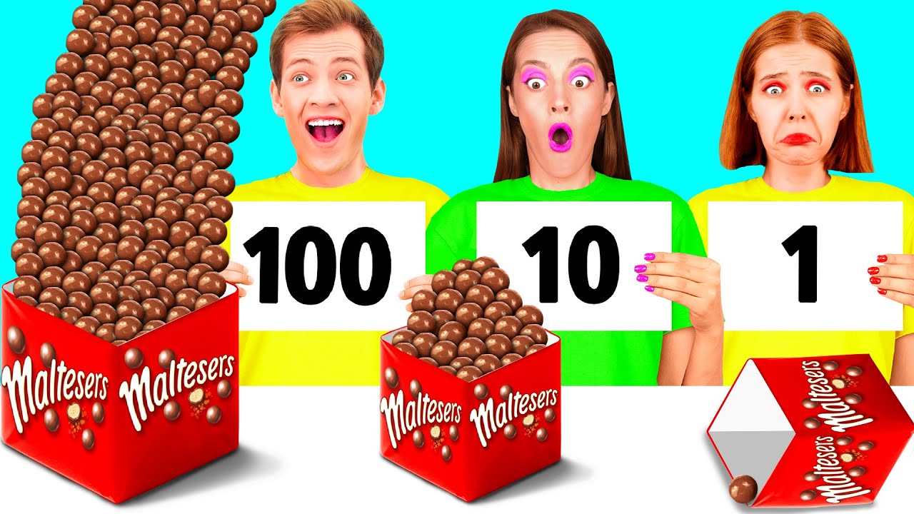 100 개의 음식 층 | 먹을 수 있는 전투 Challenge Fun - YouTube