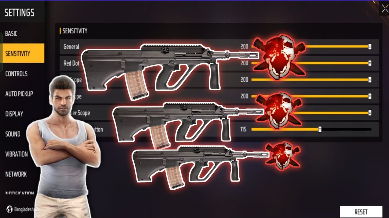 AUG auto headshot sensitivity free fire || การตั้งค่าการยิงหัวของ AUG ...
