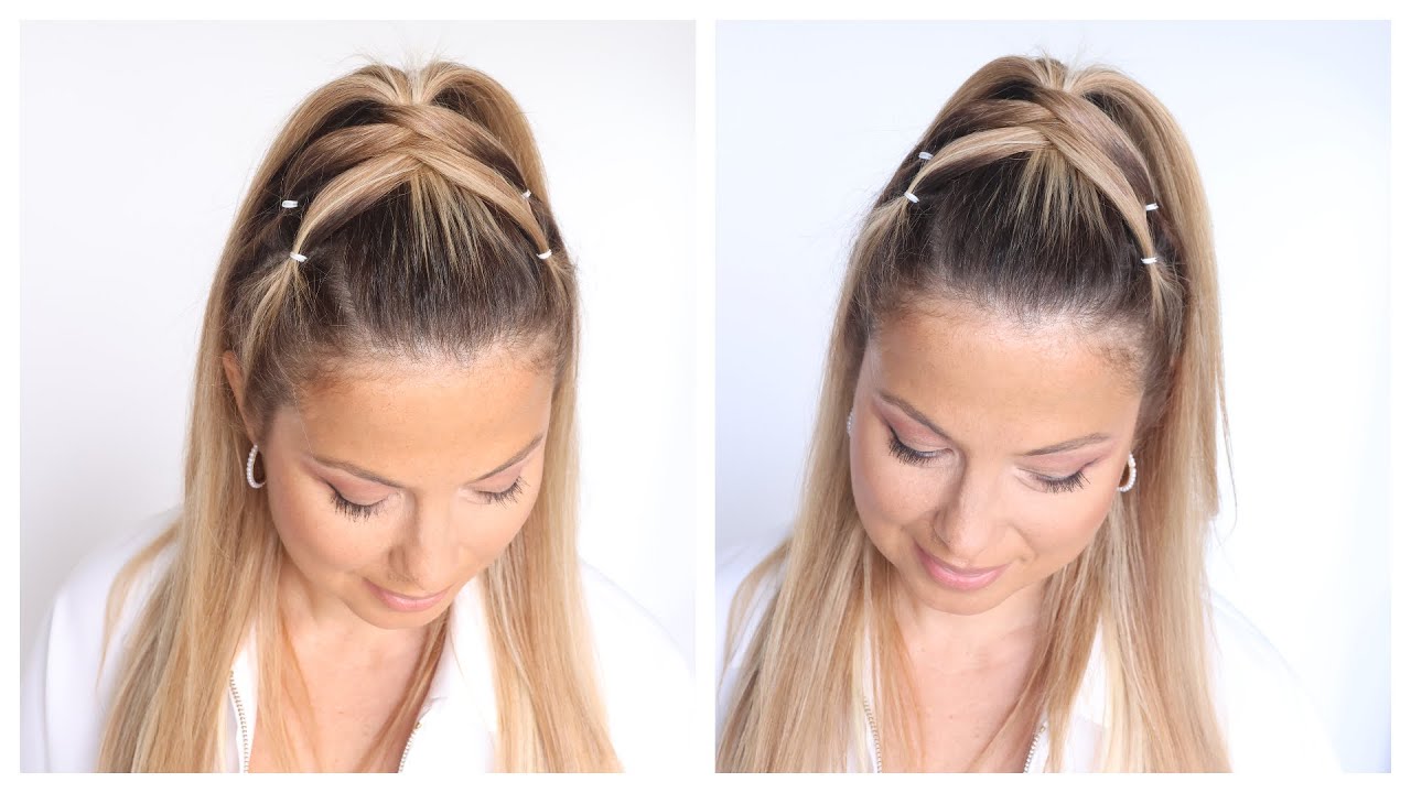 High voluminous ponytail hack half-up - YouTube