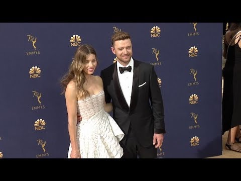 Jessica Biel and Justin Timberlake on the red carpet for the 70th Emmy Awards in Los Angeles