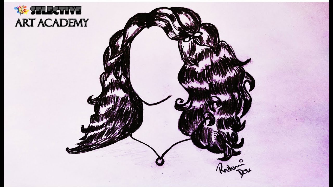 How to Draw Open Hair Styling for Woman|| Tutorial :Step by Step ...