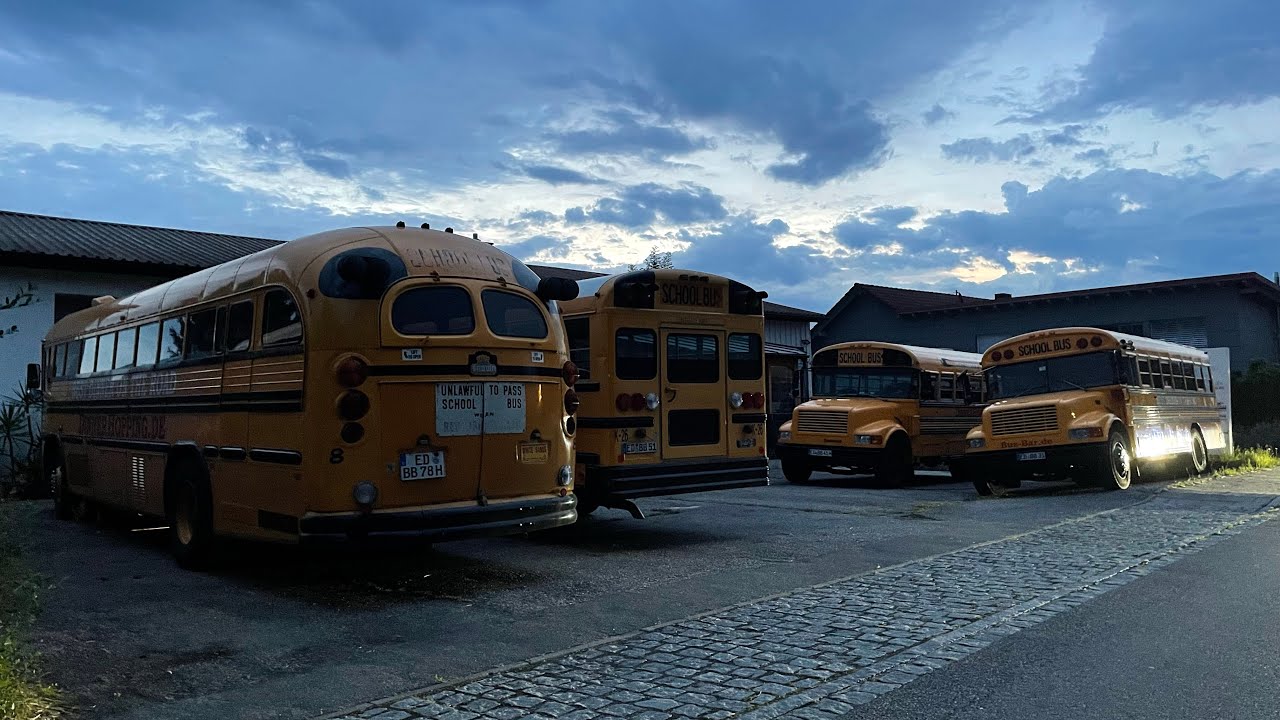 Some Parked School Buses in Munich, Germany - YouTube