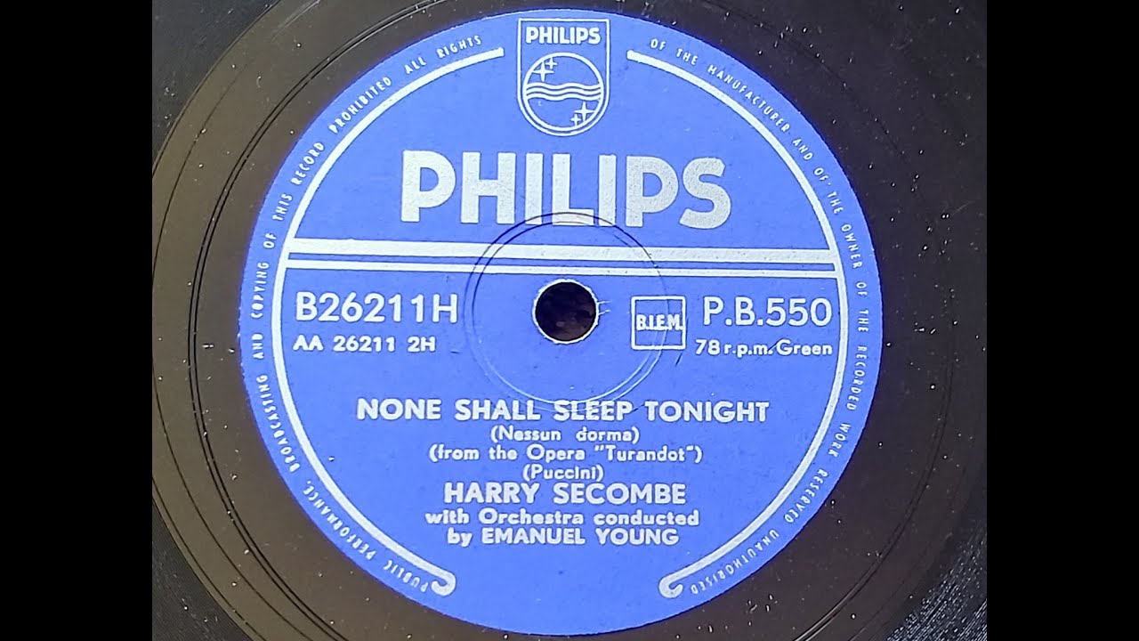 Harry Secombe 'None Shall Sleep Tonight (Nessun Dorma) 1956 78 rpm ...