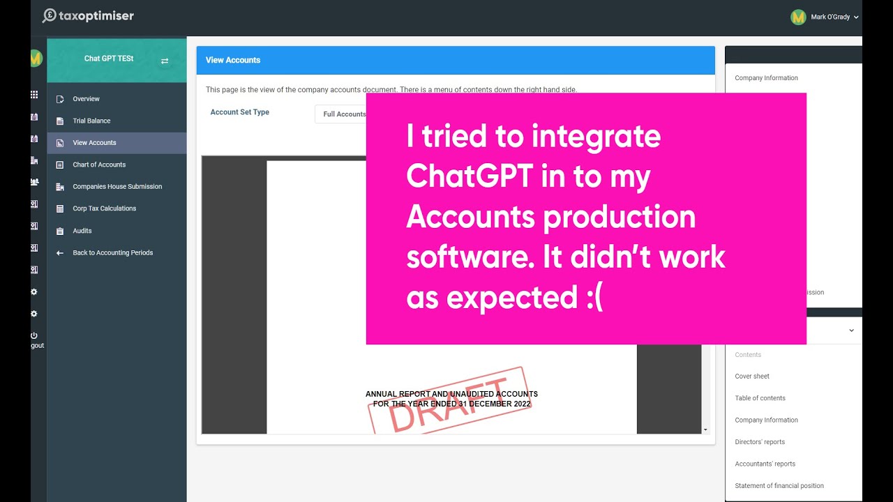 Account production software Chat GPT fail - YouTube