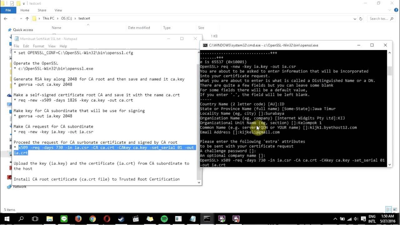 How to make SSL Secured Connection (with Certificate Made from OpenSSL) Tutorial - YouTube