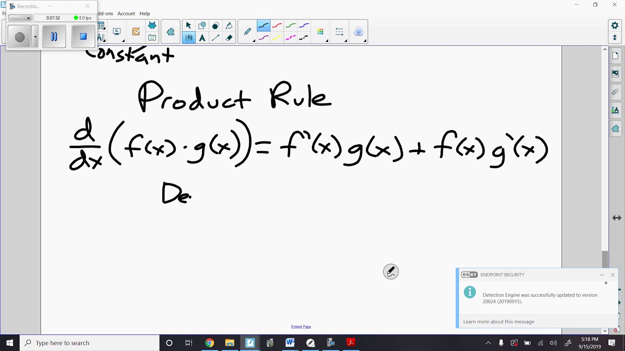 AP Calc Day 13 19 20 Derivatives to memorize and the product rule - YouTube