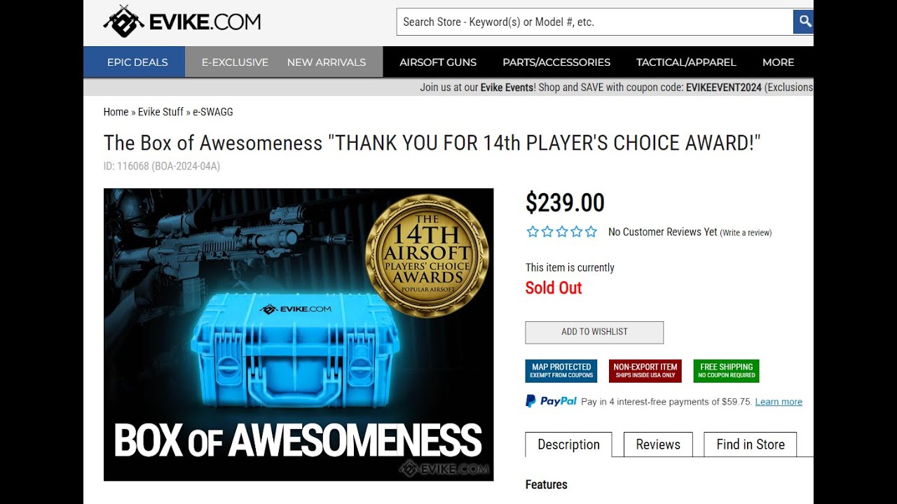 Evike ADDITIONAL Box of Awesomeness 14th Players Choice Award Thank You! - YouTube