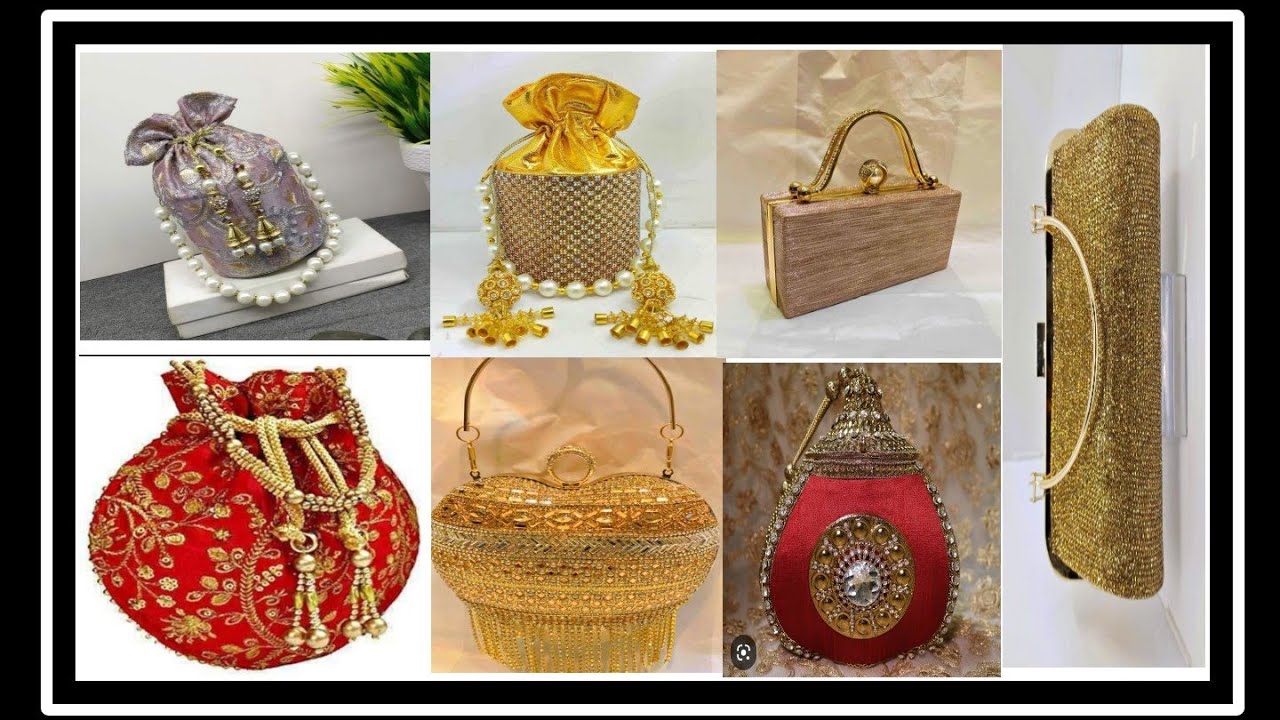 bridal cluch design//bridal purse👜//red cluch//golden cluch design ...