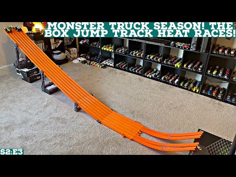 EPIC MONSTER TRUCK RACING! THE BOX JUMP TRACK HEAT RACES! MONSTER TRUCK ...