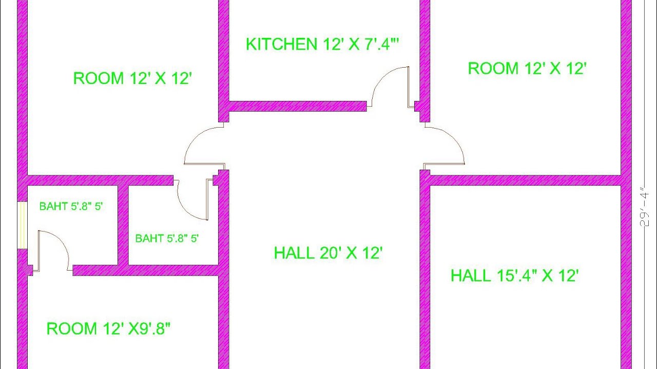How to draw simple 2D plan in AutoCAD/Beautiful 3Bedroom house plan ...