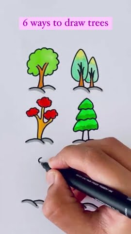 Easy ways to draw trees ।। draw trees 🌳 for kids ।। Easy step - YouTube