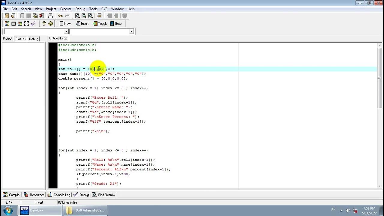 Store And Print Values of Multiple Arrays Using Loops In C Language ...