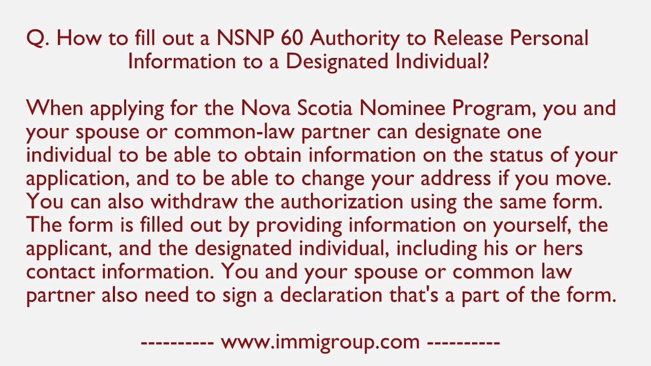 How to fill out a NSNP 60 Authority to Release Personal Information to ...