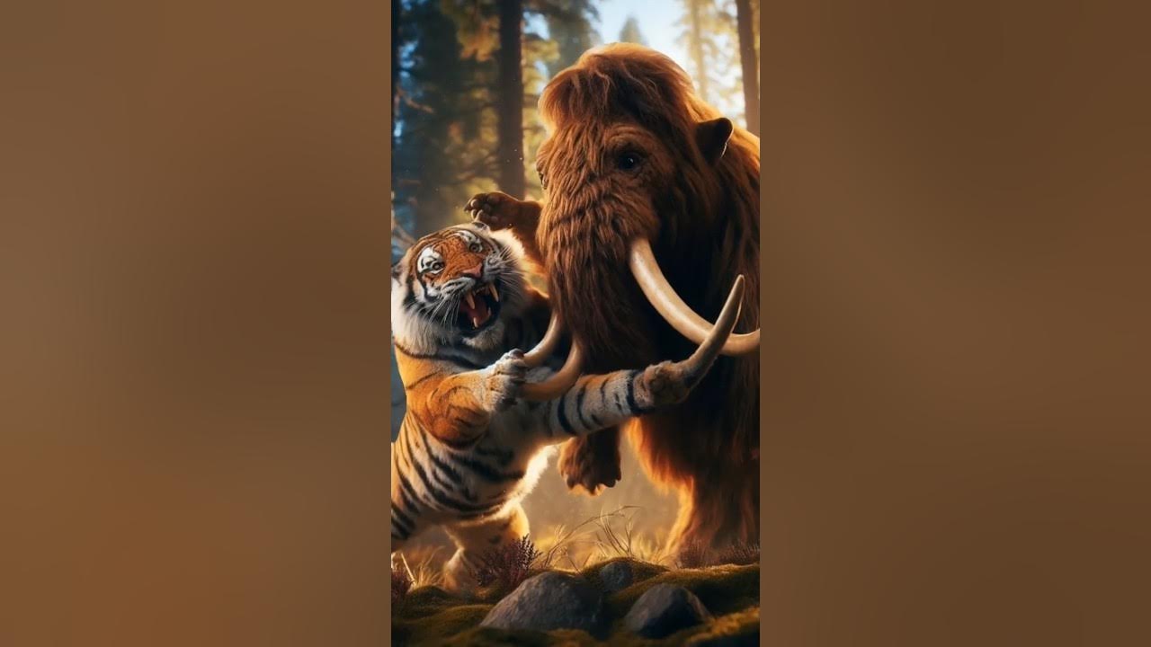 Saber Toothed Tiger vs Wooly Mammoth in The Wild #animalbattle # ...