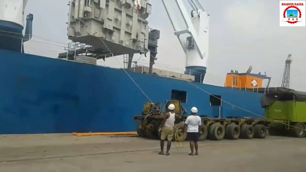 Cargo transformer loading with shiping crane - YouTube