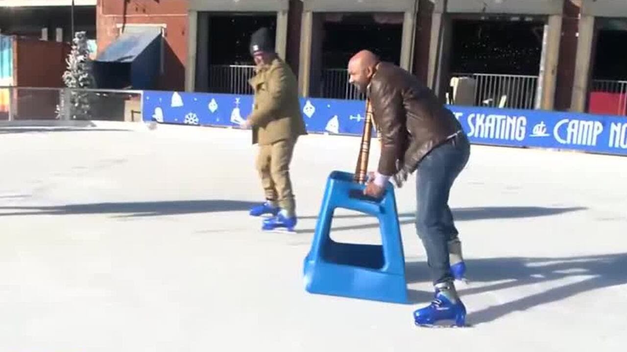 Ice Skating At Camp North End Ahead Of The Mistletoe Market - YouTube