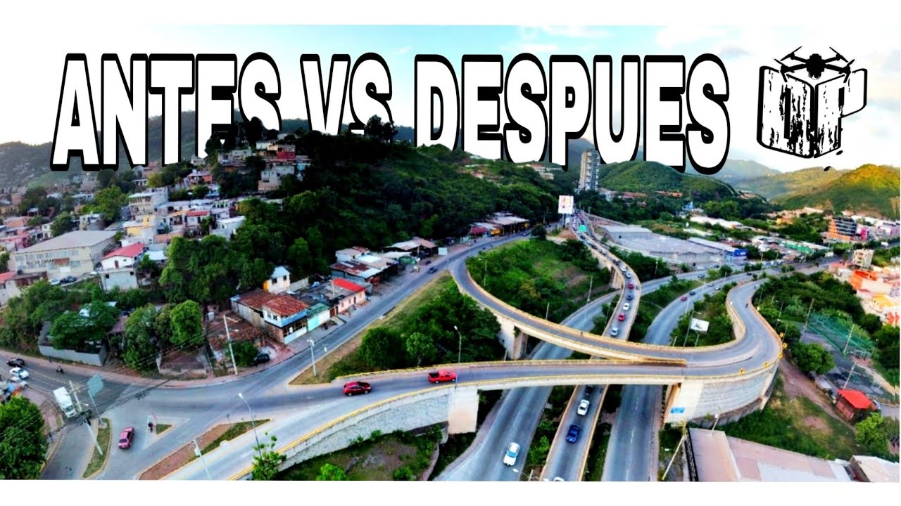 Antes y Después - Puente a Desnivel salida a Valle de Angeles, Rotonda ...