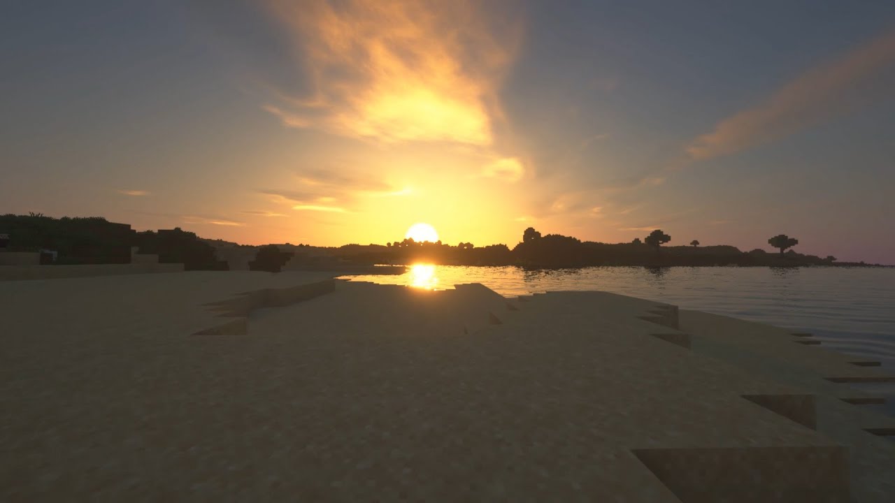 14 minutes of Relaxing Minecraft Beach Sunset Walk - YouTube