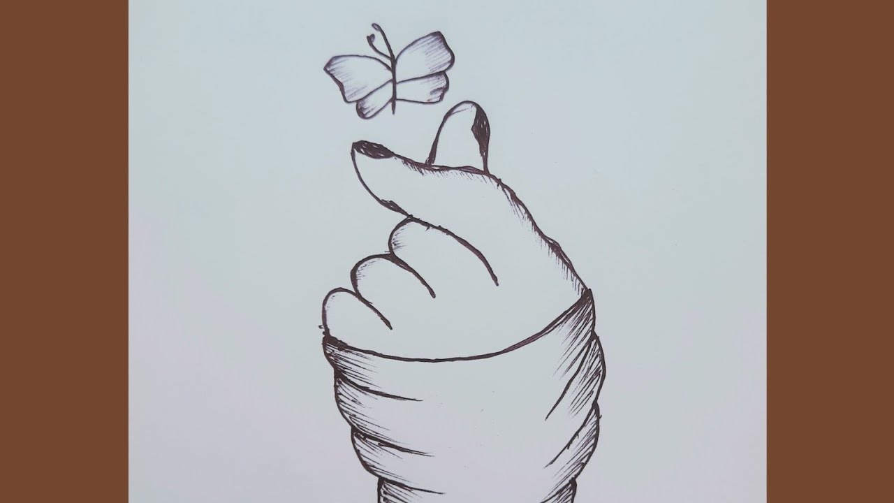How to make a drawing of butterfly with hand || Butterfly drawing step ...