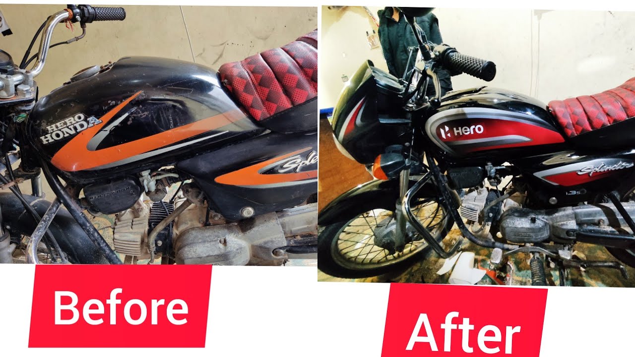 Splendor old to new model 2021🏍️ bs6 Red colour graphic | happy sticker ...