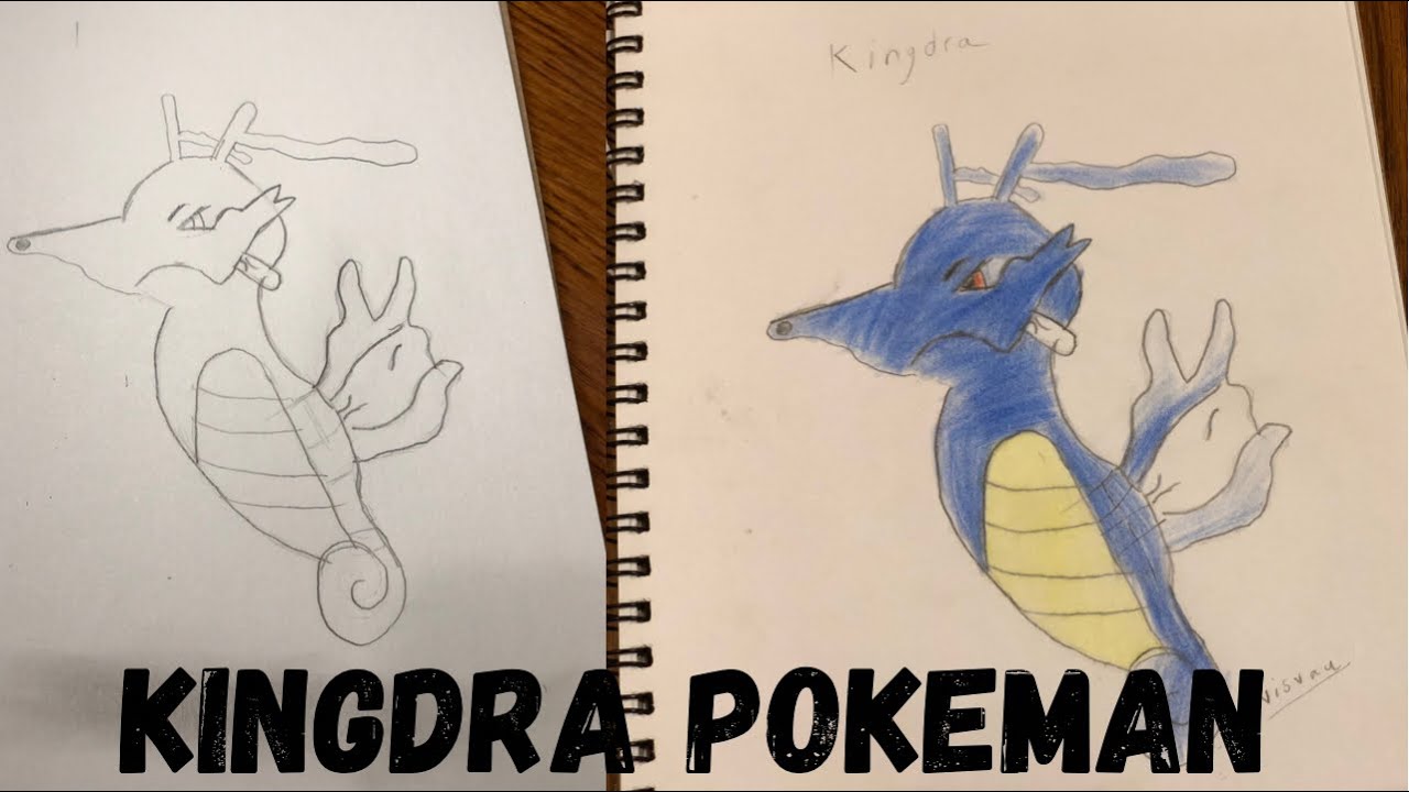 How to draw Kingdra Pokeman || step by step drawing for kids || pokeman ...