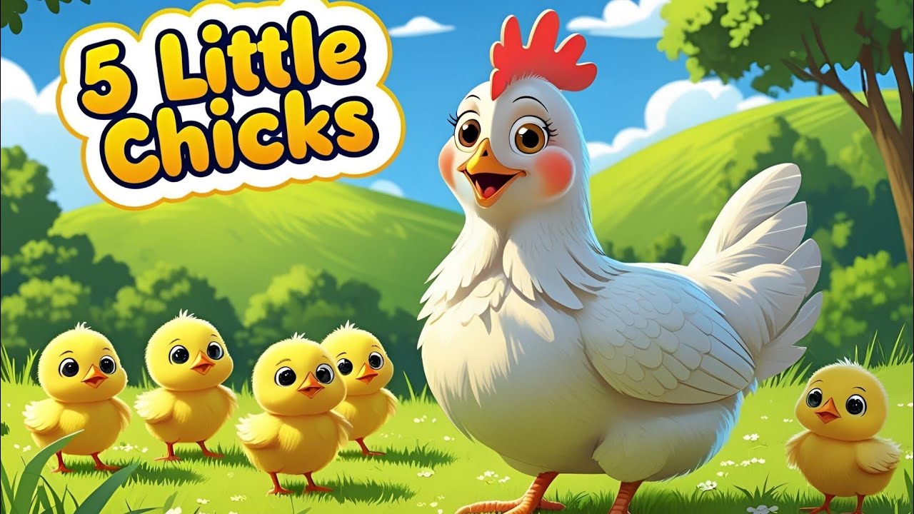 5 Little Chicks 🐔| Nursery Rhyme for Kids in English | Sing Along Fun ...